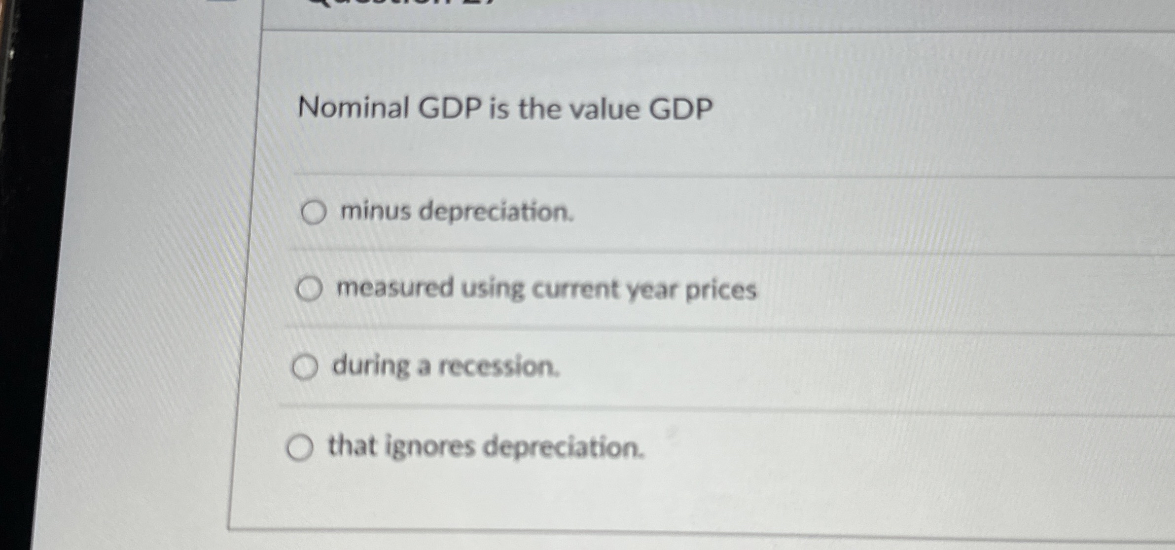 Solved Nominal GDP is the value GDPminus | Chegg.com