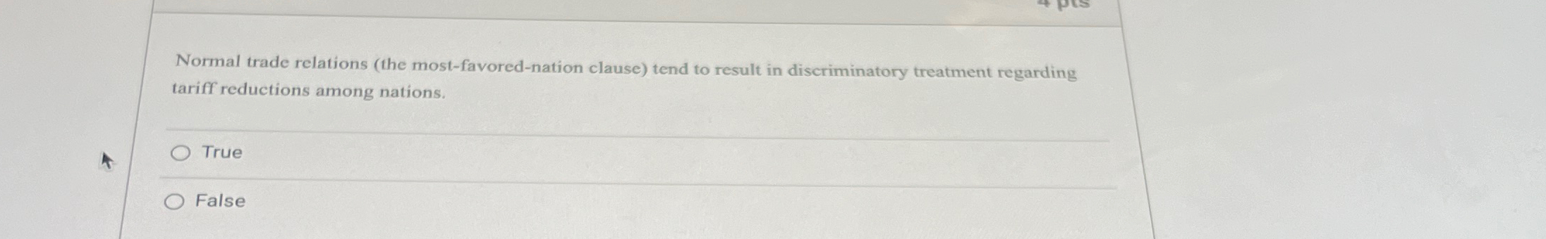 Solved Normal trade relations (the most-favored-nation | Chegg.com