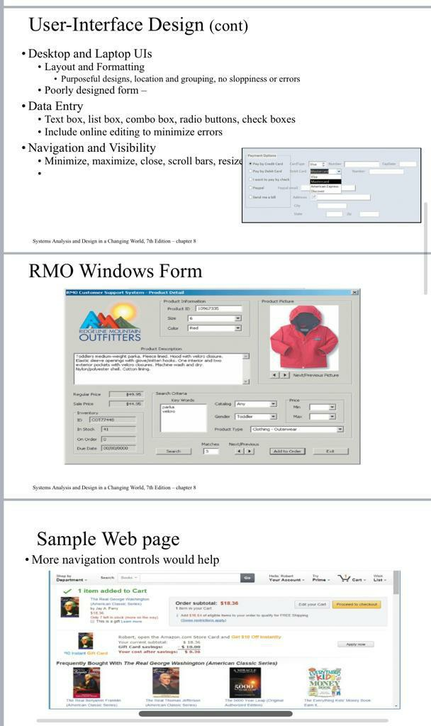 Design the complete User & System Interfaces for a | Chegg.com