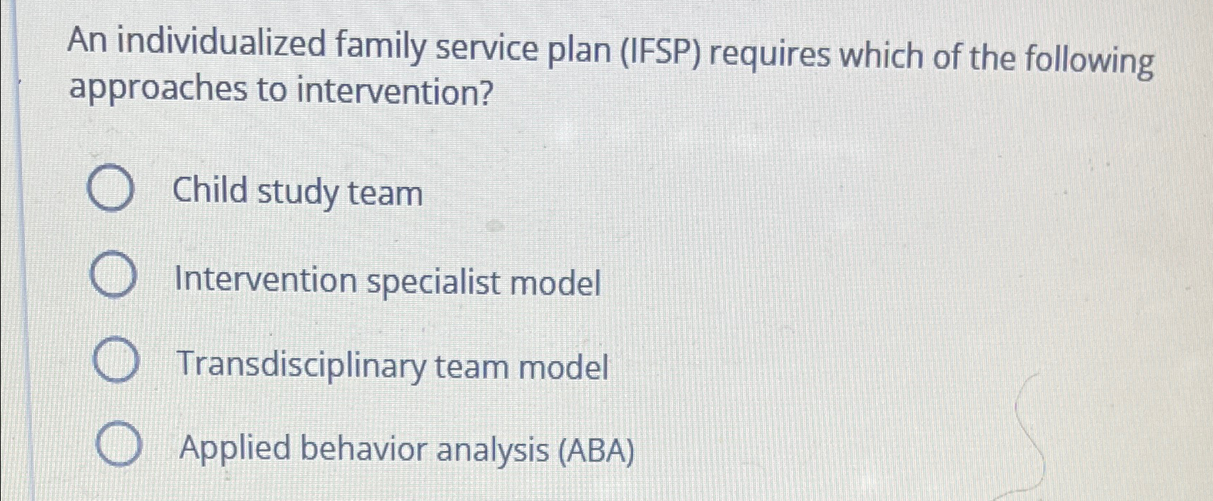 Solved An individualized family service plan (IFSP) | Chegg.com