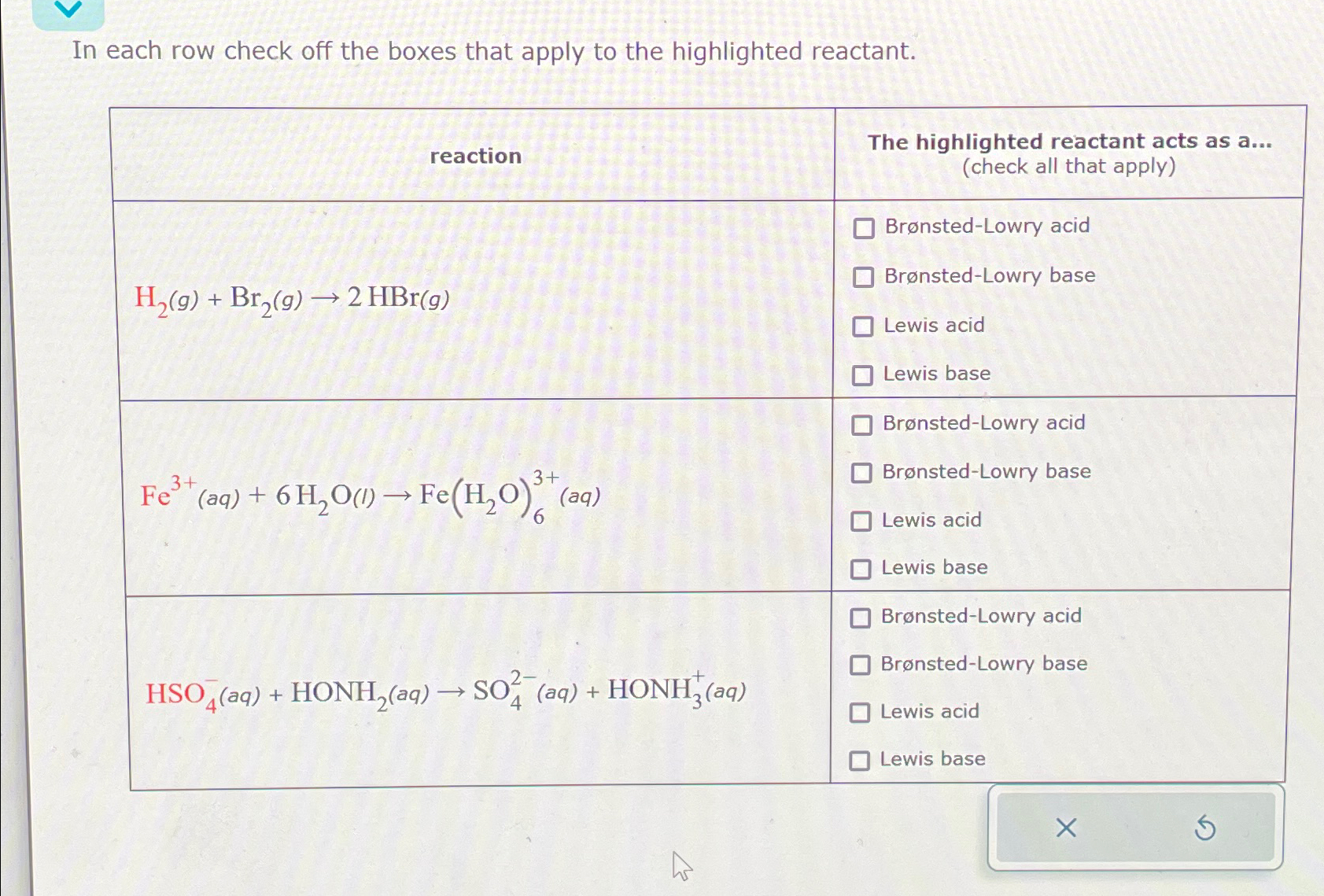 Solved In each row check off the boxes that apply to the | Chegg.com