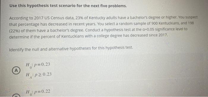 Solved Use this hypothesis test scenario for the next five | Chegg.com