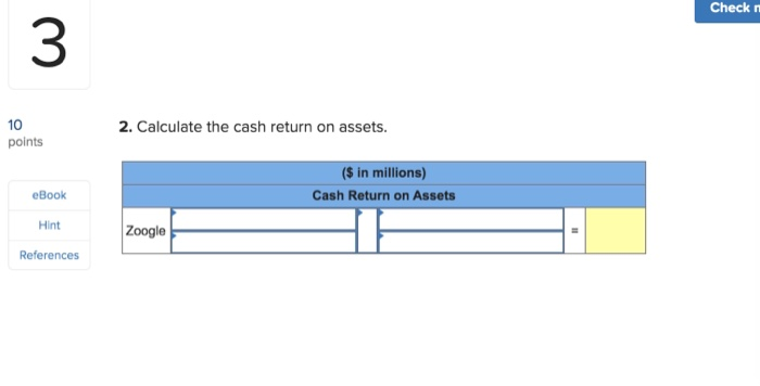 Solved Check my worl Zoogle has the following selected data | Chegg.com