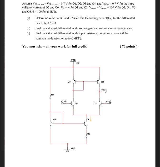Solved Assume ( mathrm{V}_{mathrm{BE.on,} | Chegg.com