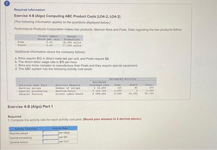 Solved Required information Exercise 4-8 (Algo) Computing | Chegg.com