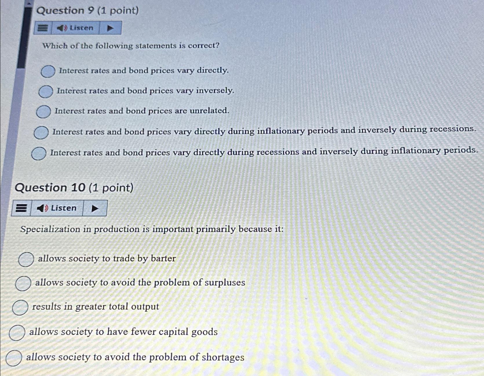 Solved Question 9 (1 ﻿point)Which of the following | Chegg.com