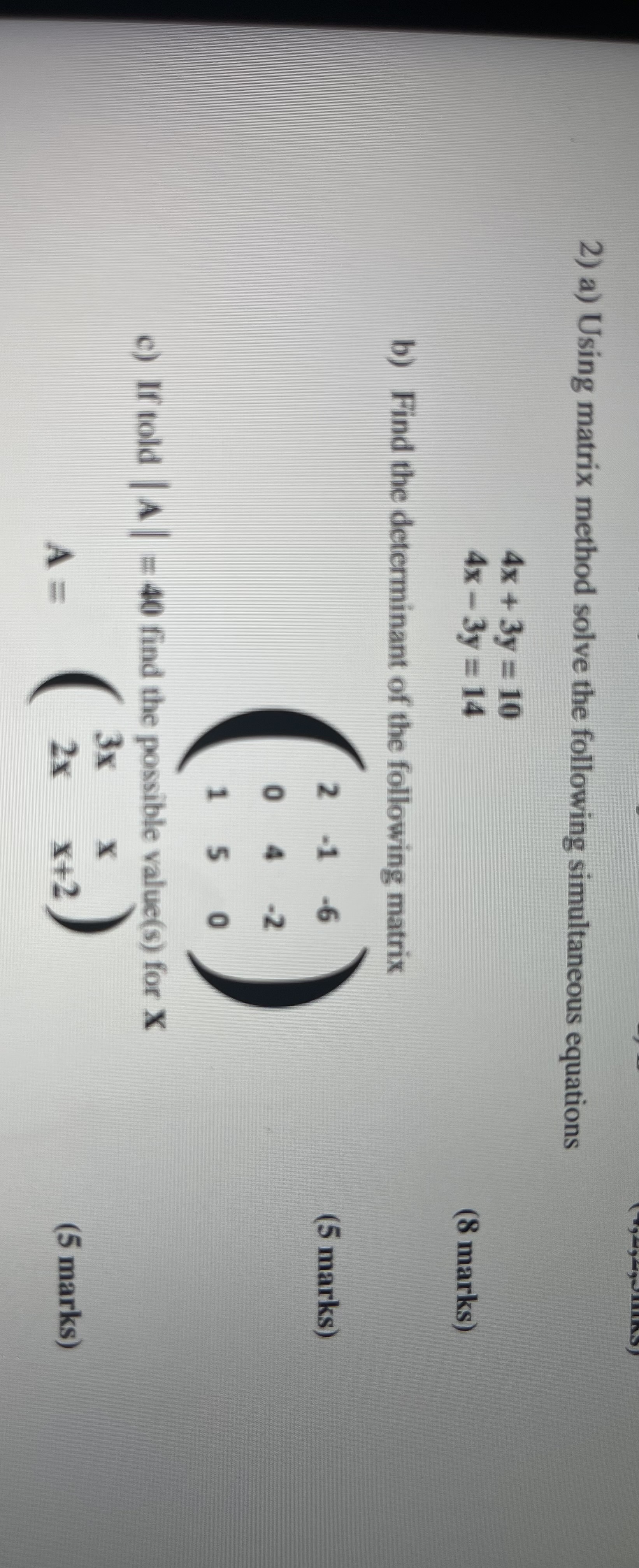 Solved a) ﻿Using matrix method solve the following | Chegg.com