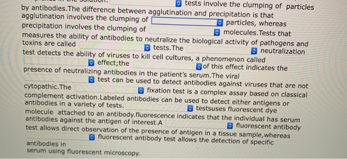 Solved tests involve the clumping of particles by | Chegg.com