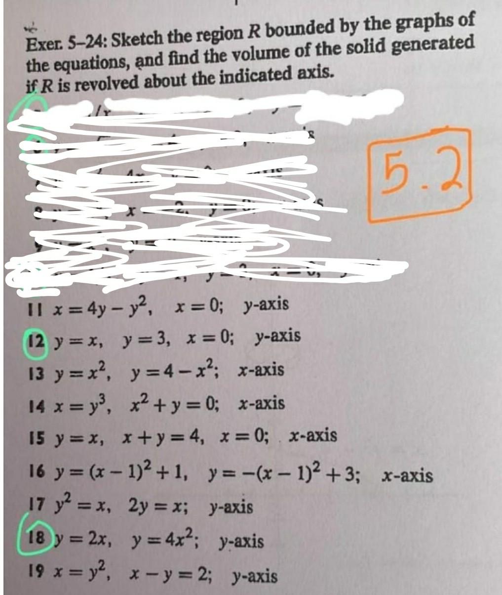 Solved Exer 5-24: Sketch the region R bounded by the graphs | Chegg.com