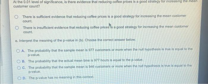 Solved The per-store daily customer count(.e. the mean | Chegg.com