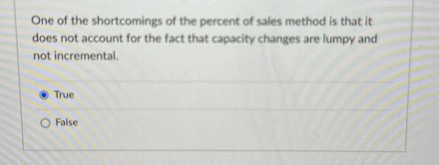 Solved One of the shortcomings of the percent of sales | Chegg.com
