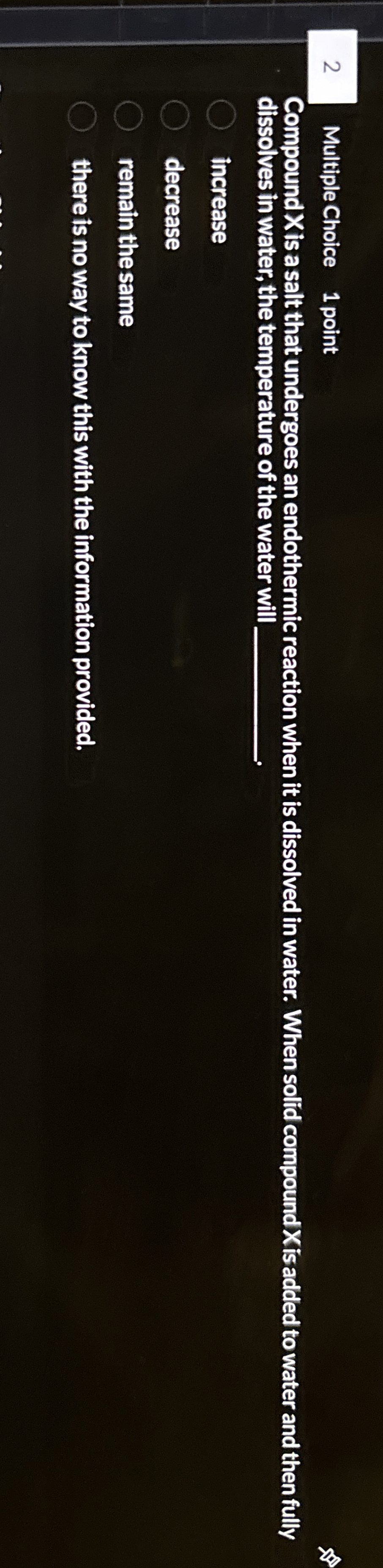 Solved 2Multiple Choice1 ﻿pointCompound Xis a salt that | Chegg.com