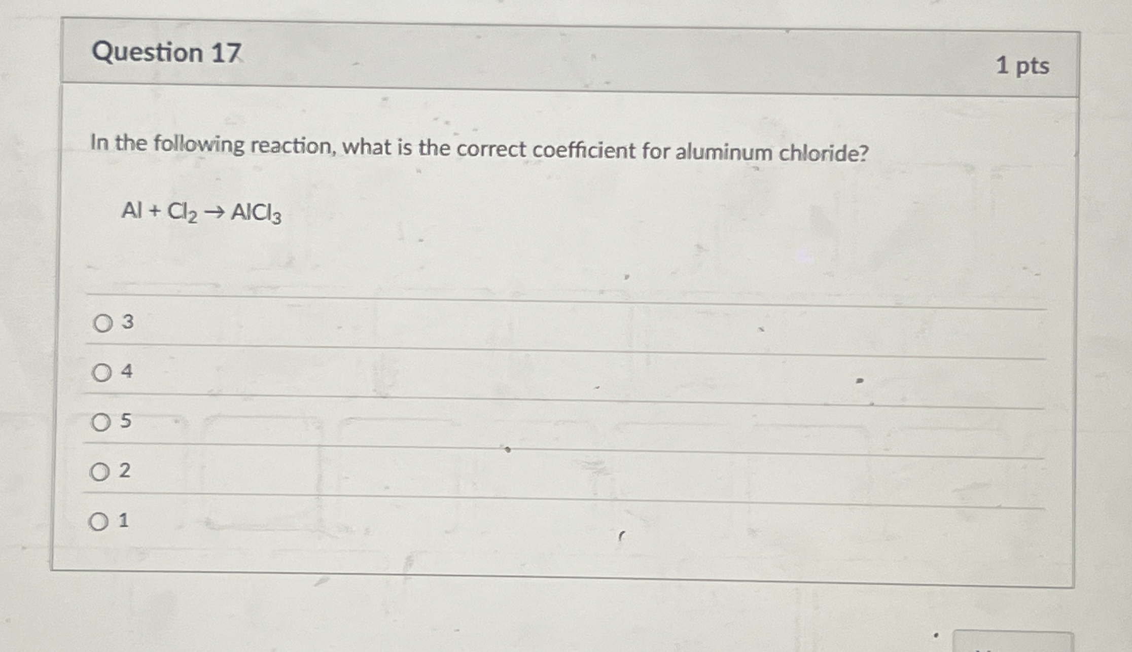 Solved Question 171 ﻿ptsIn the following reaction, what is | Chegg.com