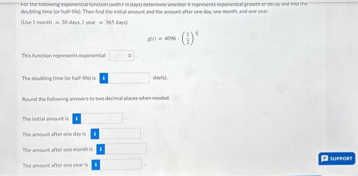 Solved For the following exponential function (with / in | Chegg.com
