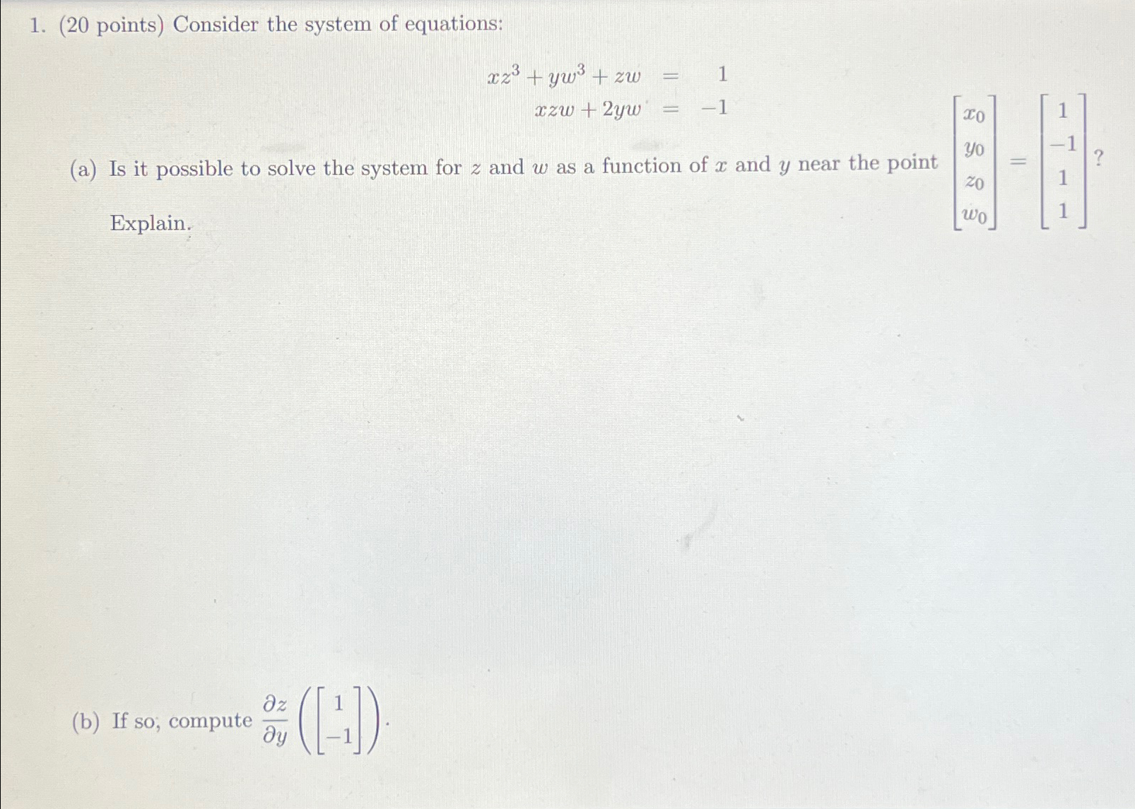 Solved (20 points) Consider the system of | Chegg.com Solved (20 points) Consider the system of | Chegg.com