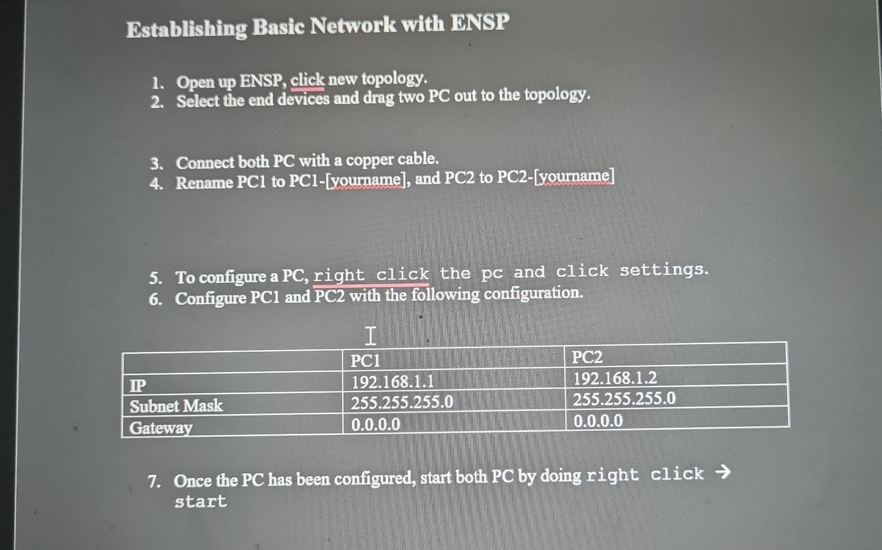 Solved Establishing Basic Network with ENSP 1. Open up ENSP, | Chegg.com