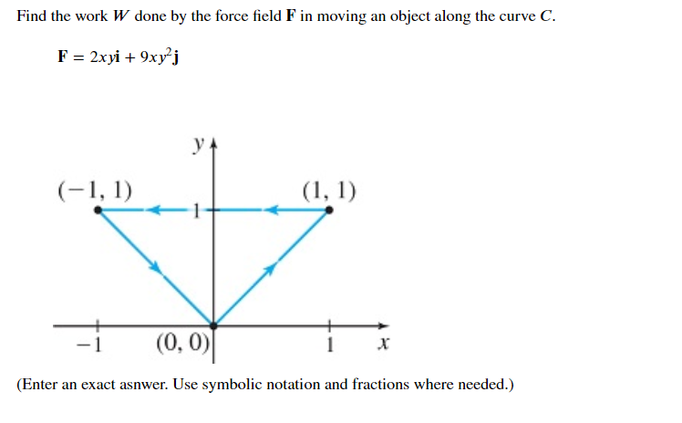 Solved Find the work W ﻿done by the force field F ﻿in moving | Chegg.com