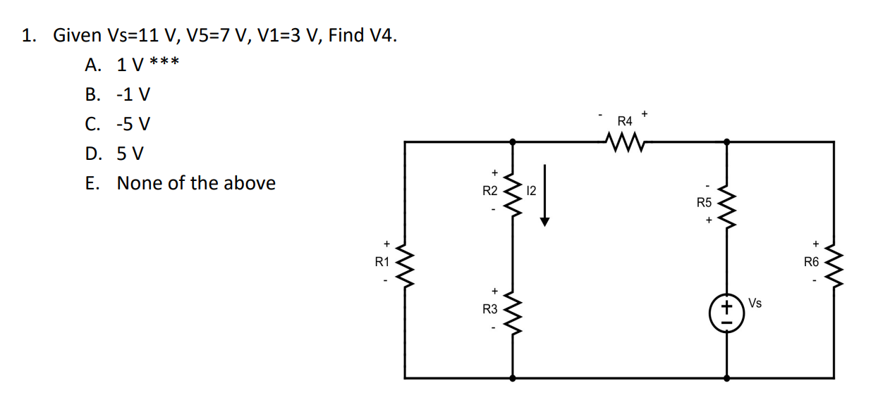 Solved Given Vs=11V,V5=7V,V1=3V, ﻿Find | Chegg.com