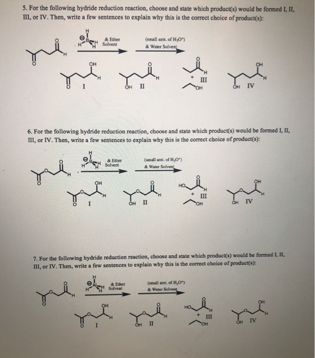 Solved 5. For the following hydride reduction reaction, | Chegg.com