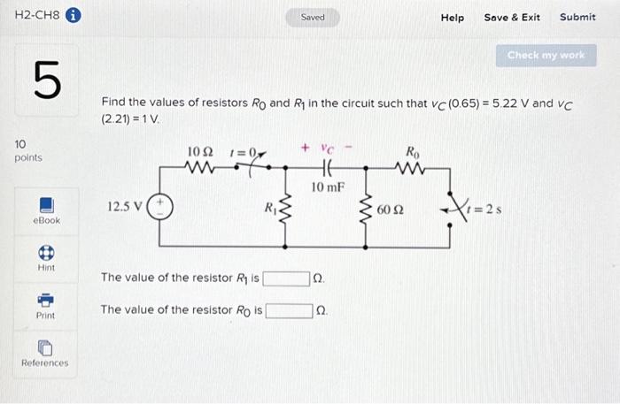 Find the values of resistors R0 and R1 in the circuit | Chegg.com