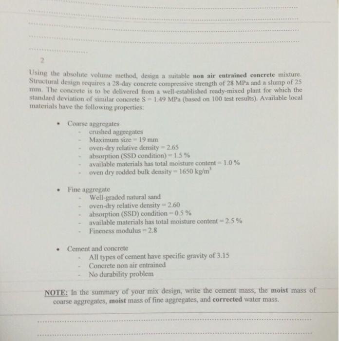 Solved Using the absolute volume method, design a suitable | Chegg.com