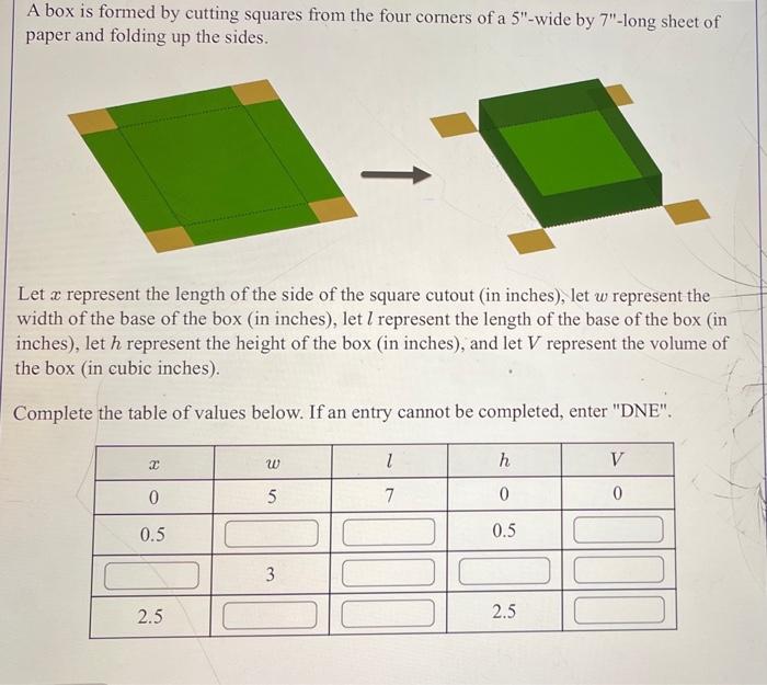 Solved A box is formed by cutting squares from the four | Chegg.com