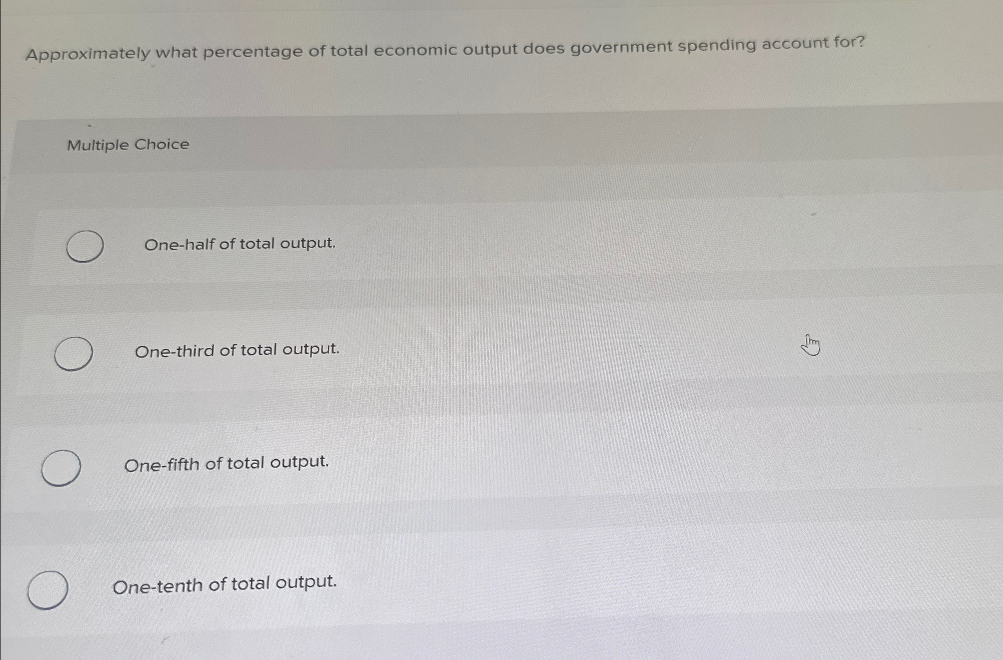 Solved Approximately what percentage of total economic | Chegg.com