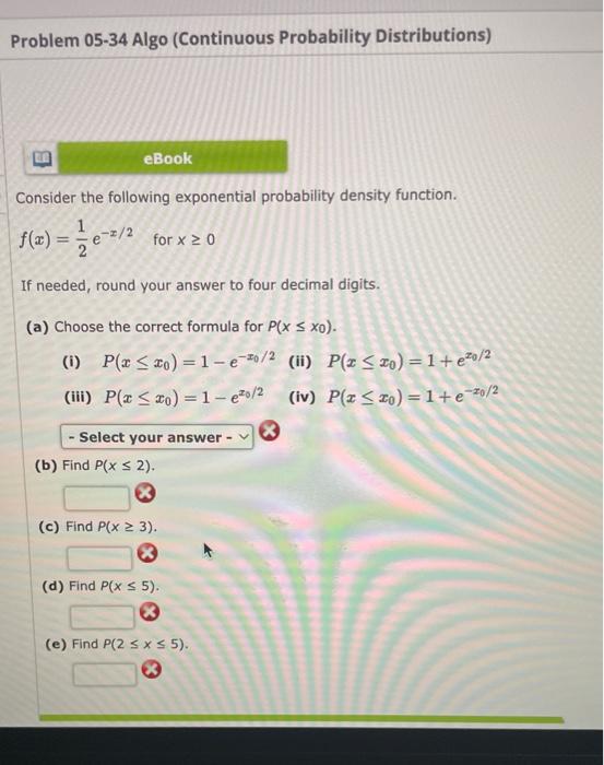 Solved Consider the following exponential probability | Chegg.com