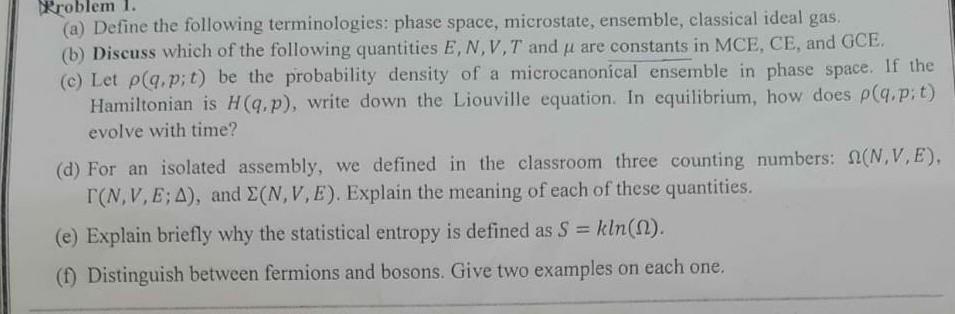 Solved Problem 1. (a) Define the following terminologies: | Chegg.com