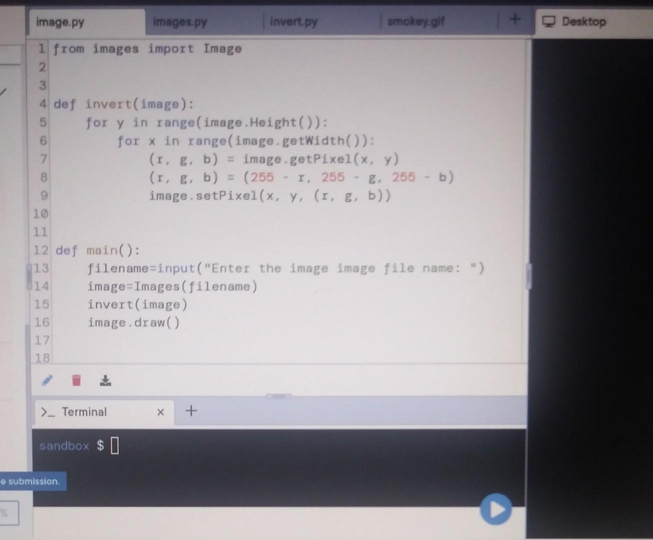 Solved What the code for this and how to invert an image. I | Chegg.com