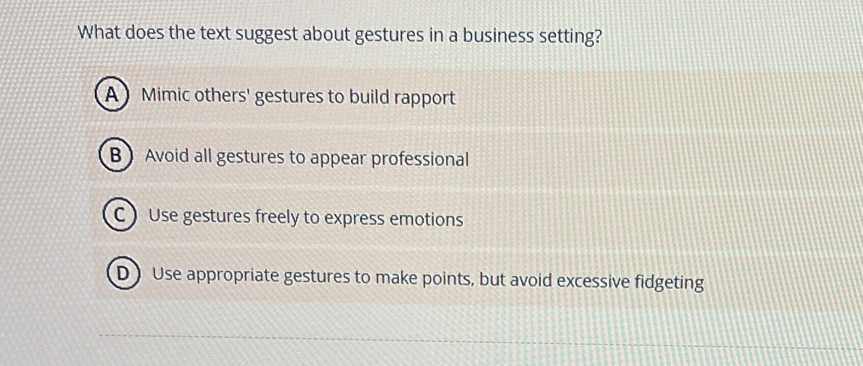 Solved What does the text suggest about gestures in a | Chegg.com