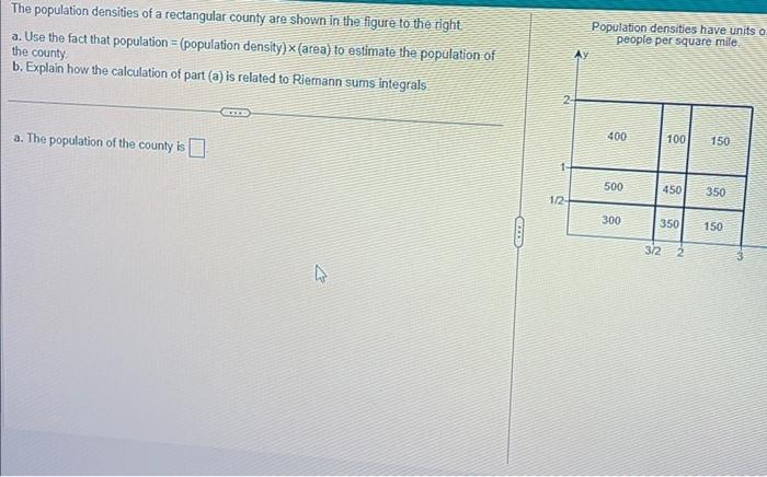 Solved The population densities of a rectangular county are | Chegg.com