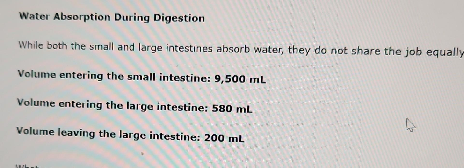 Solved What percentage of the water entering the small | Chegg.com