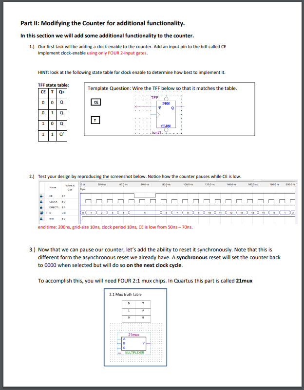 Solved Part II: Modifying the Counter for additional | Chegg.com