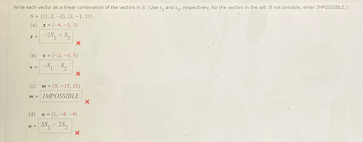 Solved Write each vector as a linear combination of the | Chegg.com