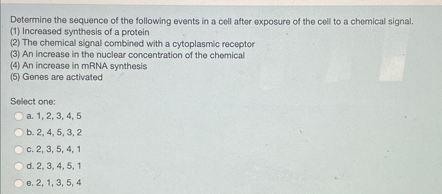 Solved Determine the sequence of the following events in a | Chegg.com