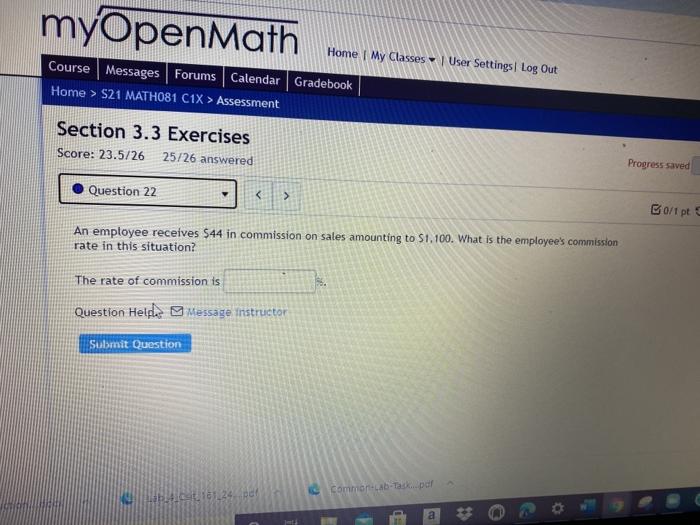 Solved myOpenMath Home | My Classes User Settings | Log Out | Chegg.com