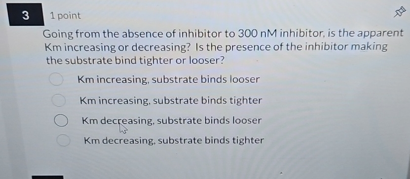 Solved 31 ﻿pointGoing from the absence of inhibitor to 300nM | Chegg.com
