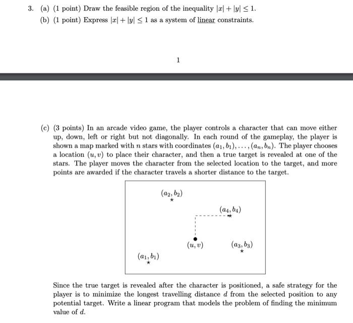 Solved 3. (a) (1 point) Draw the feasible region of the | Chegg.com