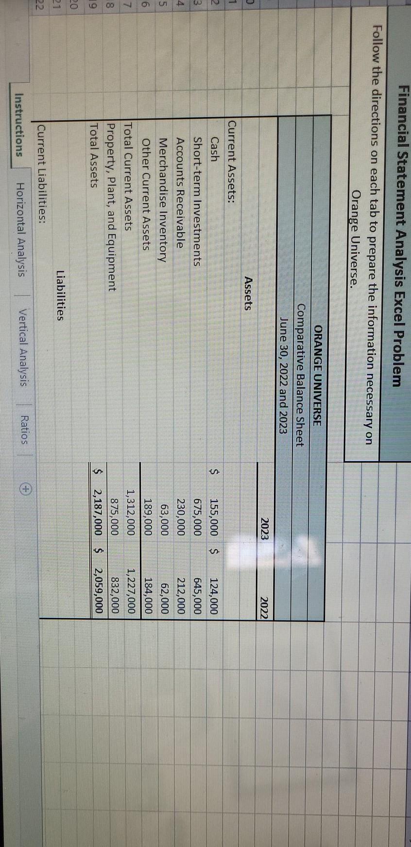 Solved Financial Statement Analysis Excel Problem Follow the | Chegg.com