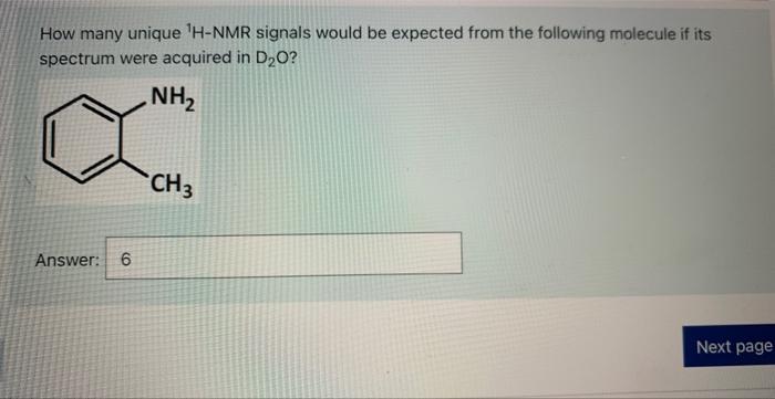 Solved How many unique 1H− NMR signals would be expected | Chegg.com