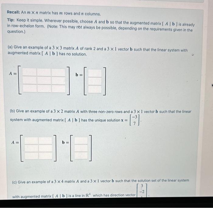Solved Recall An M×n Matrix Has M Rows And N Columns Tip 