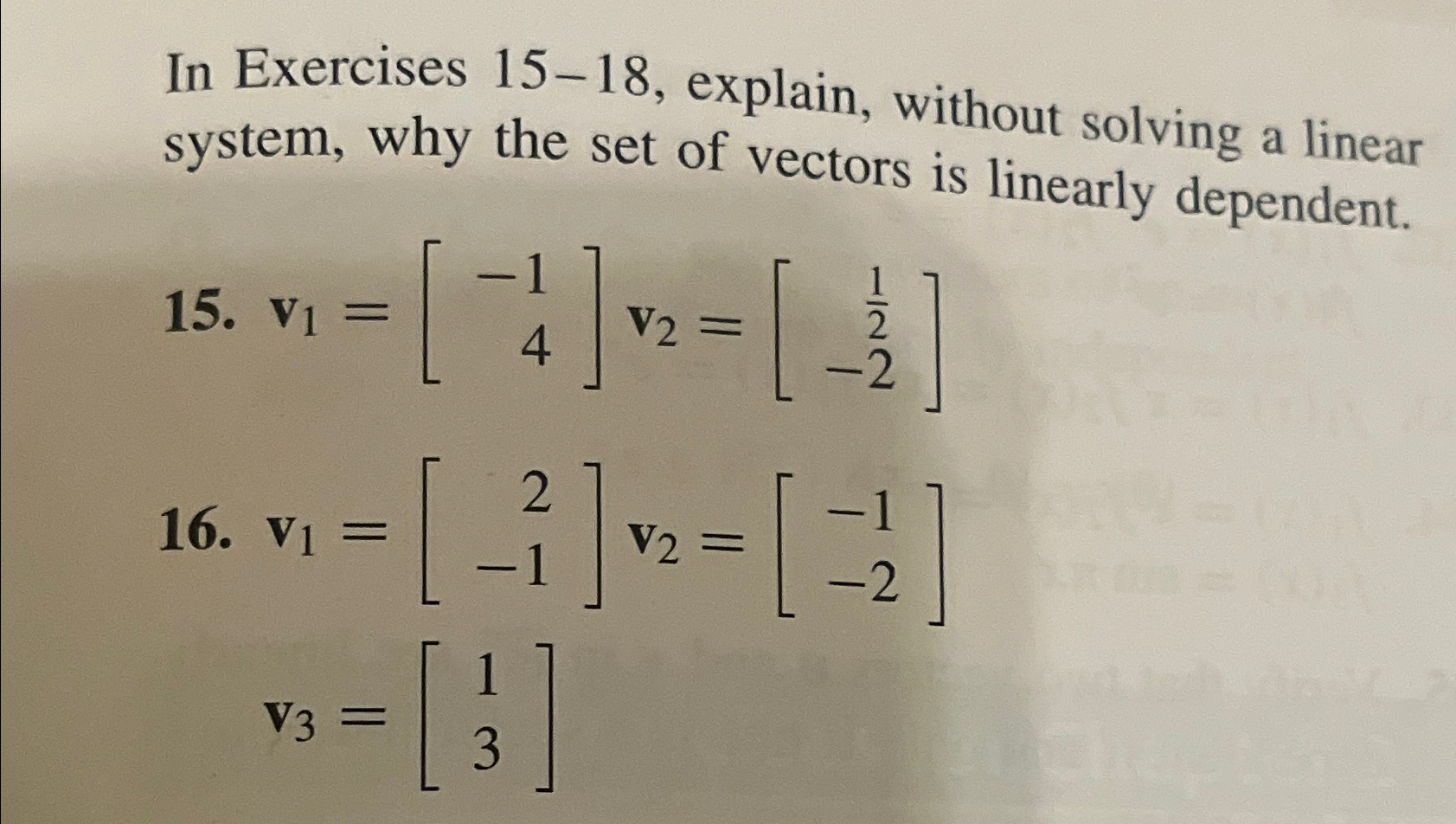 Solved In Exercises 15-18, ﻿explain, without solving a | Chegg.com