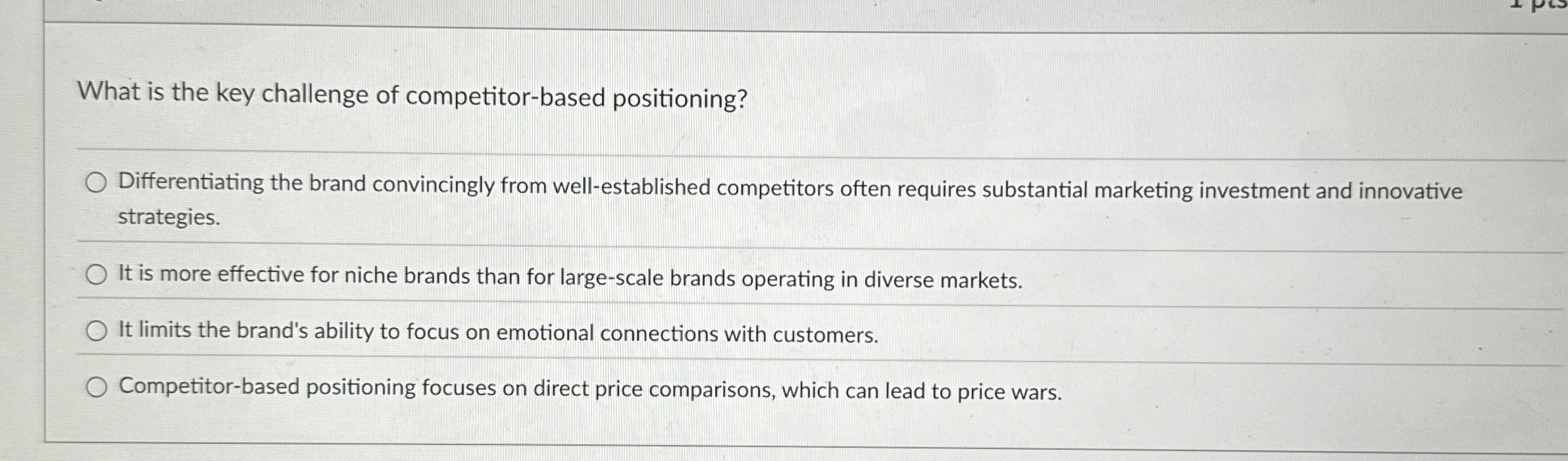 Solved What is the key challenge of competitor-based | Chegg.com