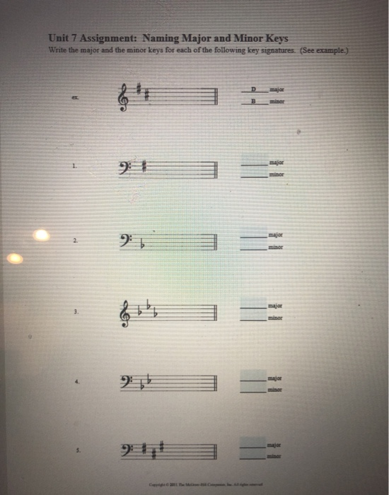 Solved Unit 7 Assignment: Naming Major and Minor Keys Write | Chegg.com Solved Unit 7 Assignment: Naming Major and Minor Keys Write | Chegg.com