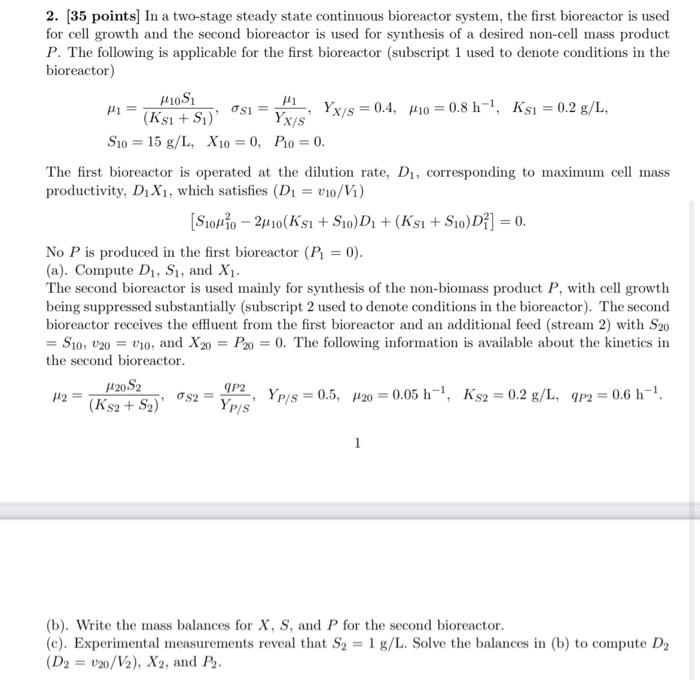 Solved 2. [ 35 points] In a two-stage steady state | Chegg.com