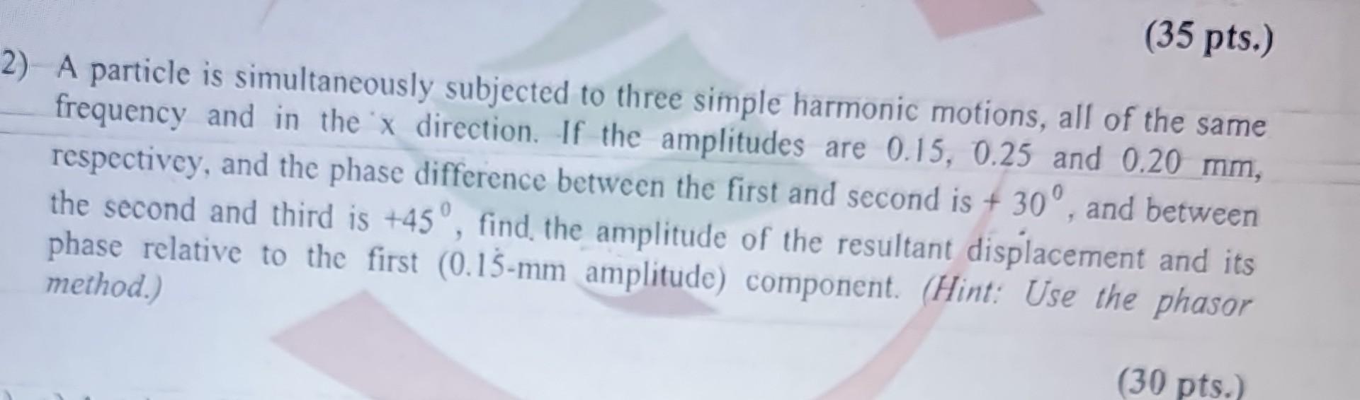 Solved 2) A particle is simultaneously subjected to three | Chegg.com