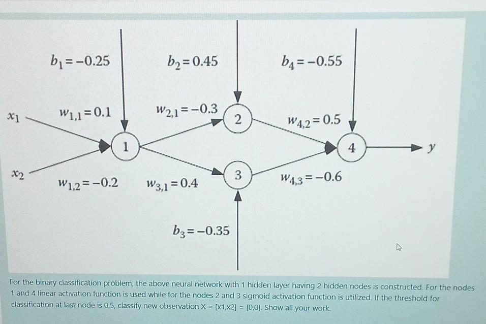 For the binary classification problem, the above | Chegg.com