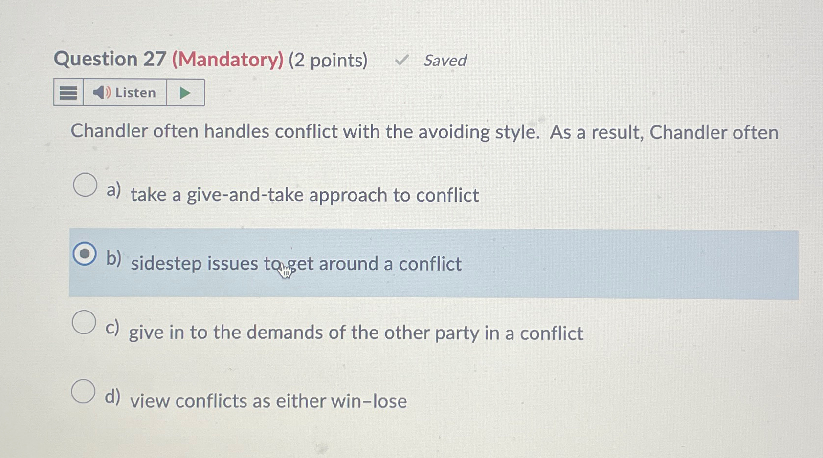 Solved Question 27 (Mandatory) (2 ﻿points) | Chegg.com
