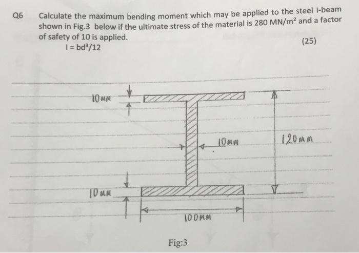 Solved Q6 Calculate the maximum bending moment which may be | Chegg.com